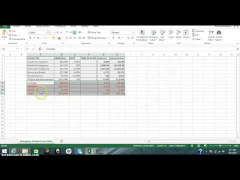 Emergency Student Loan Data in Excel