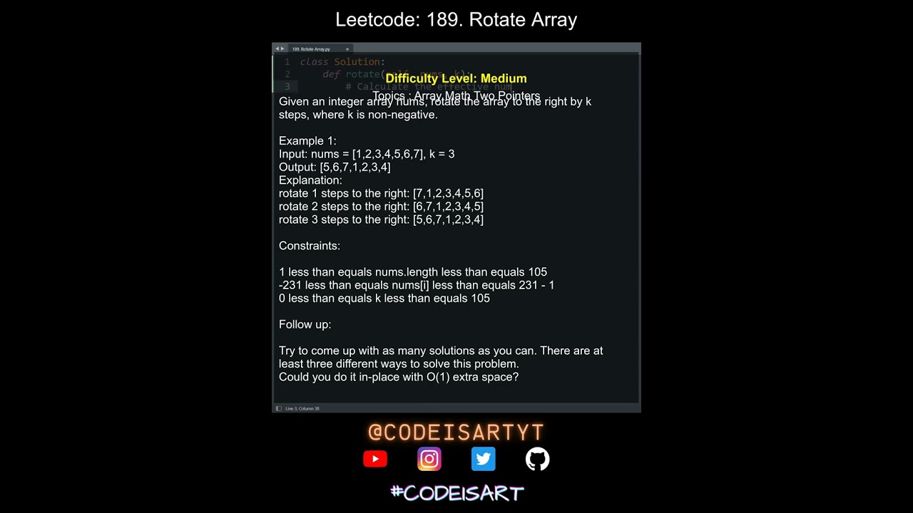 Leetcode 189. Rotate Array in Python | Python Leetcode | Python Coding Tutorial | Python Coding ASMR