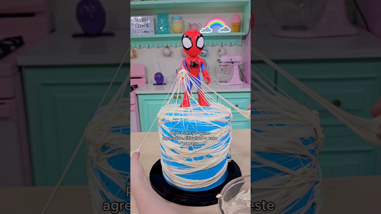 TELARAÑAS CON BOMBÓN PASTEL SPIDER MAN | MIS PASTELITOS