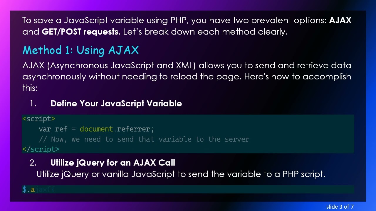 How to Save a JavaScript Variable Value in a File Using PHP