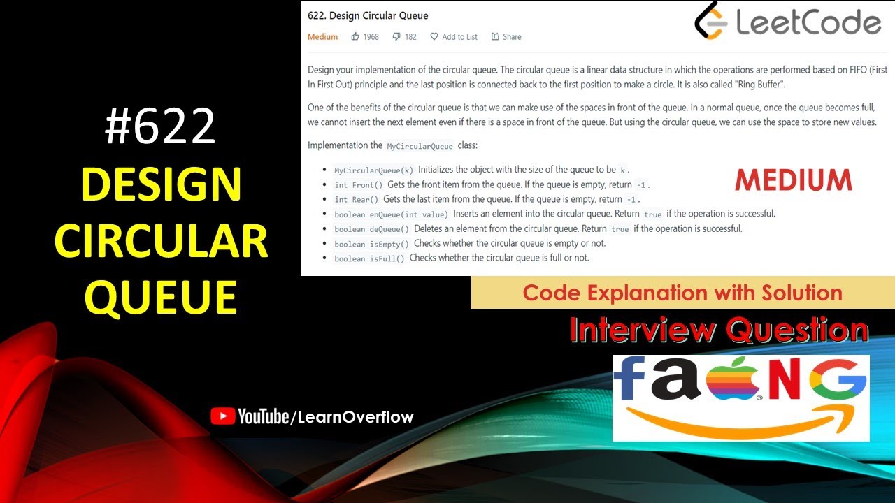 Design Circular Queue | LeetCode 622 | Circular Queue Implementation |  @LearnOverflow