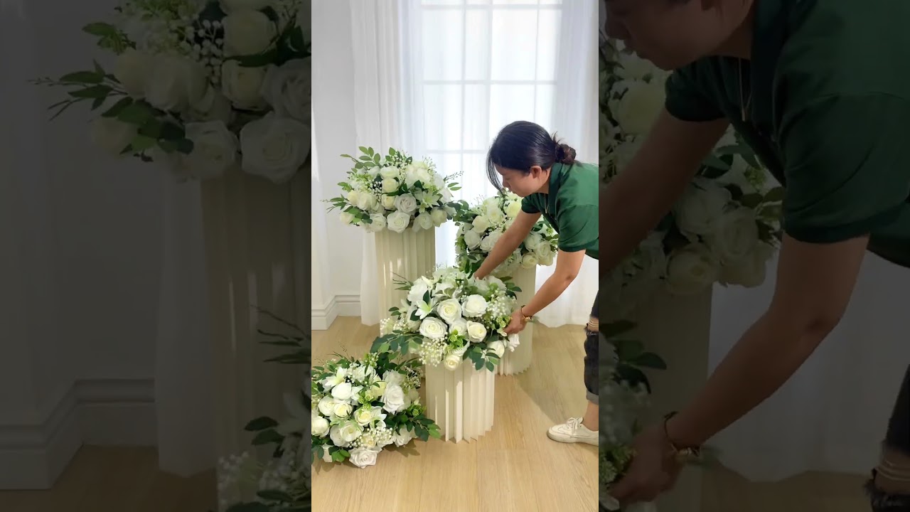 45cm White Wedding Table Centerpieces Ball Aisle Floor Flower Rose #diy #flower #floraldesign #table