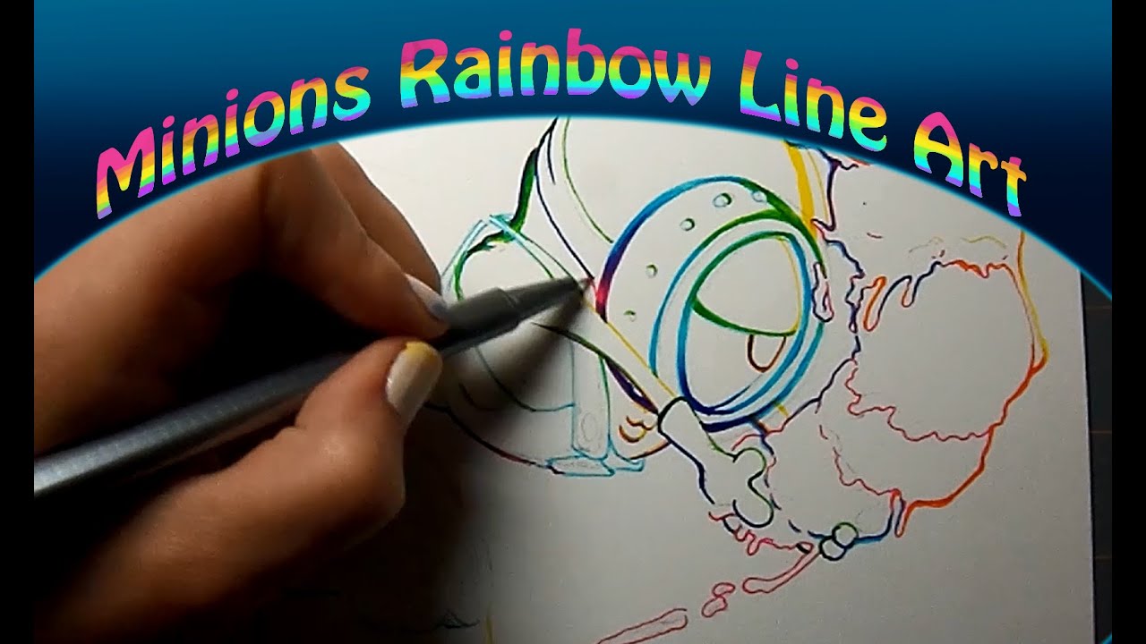 Minions Fan Illustration with Rainbow Line Art