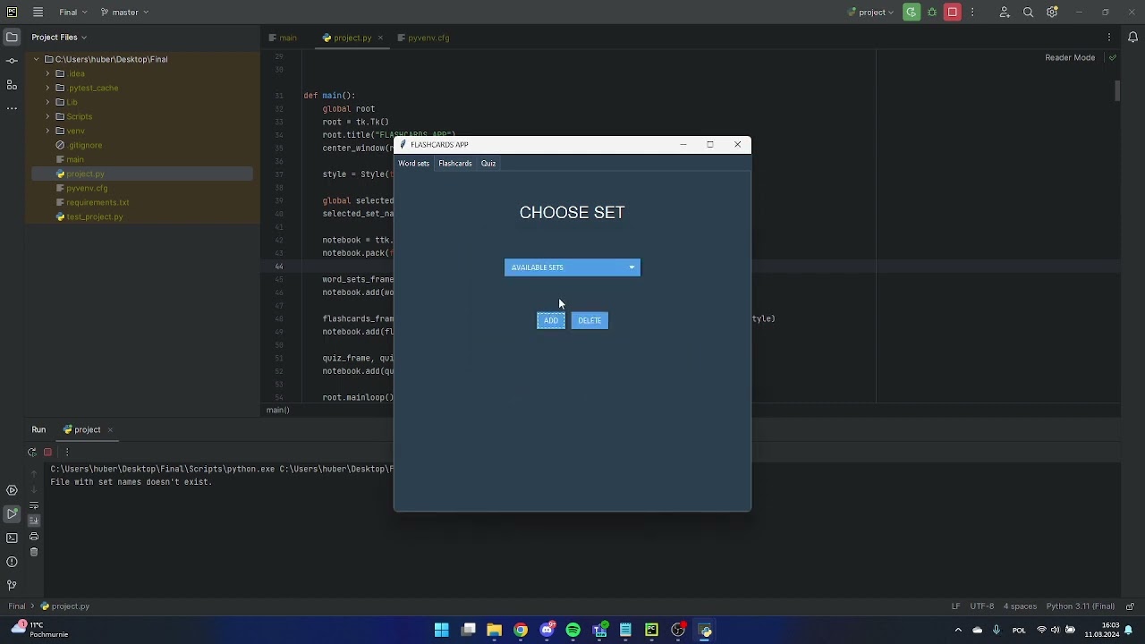 My final CS50P project - Flashcards App
