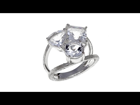 Deb Guyot 4.8ctw Herkimer "Diamond" Quartz 3Stone Ring