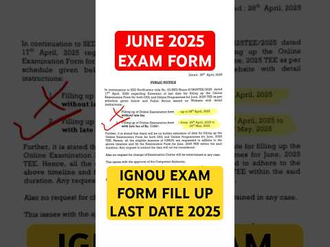 IGNOU EXAM FORM FILL UP LAST DATE😱 Ignou exam form 2025🔥 Ignou exam form fill up online 2025📚#yt