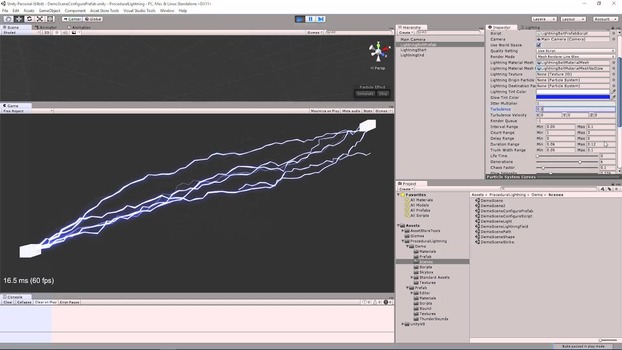 Turbulence and Jitter for Procedural Lightning for Unity