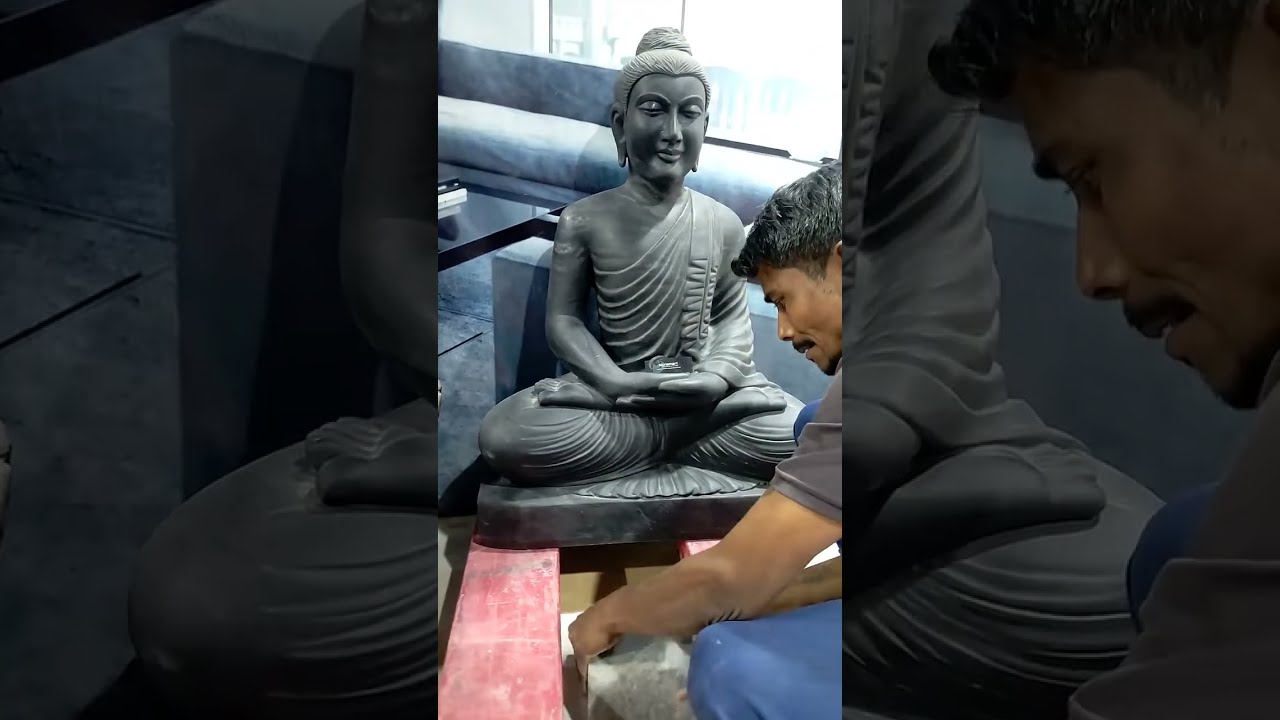 3 FEET BIG STONE BUDDHA STATUE FOR INDOOR AND OUTDOOR TO CREATE A SERENE AMBIENCE FROM STONEMART™