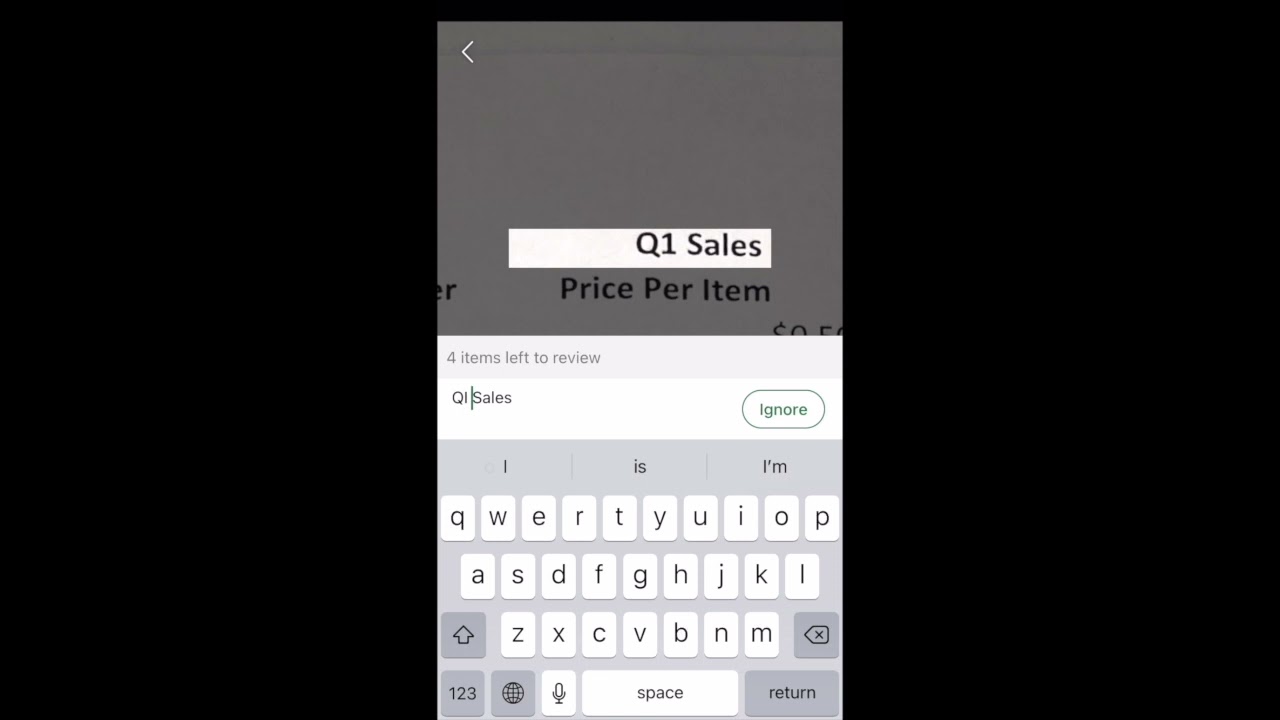 Importing Data into Excel Using Camera Phone