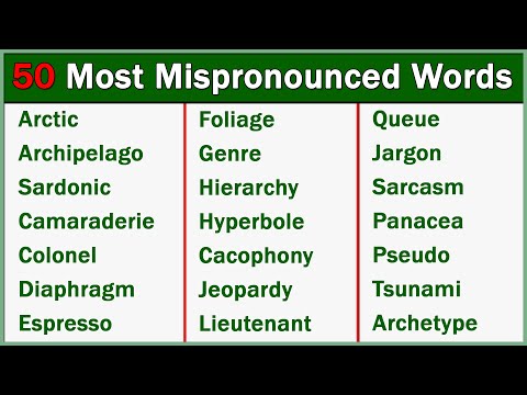 50 Most Mispronounced Vocabulary Words in English