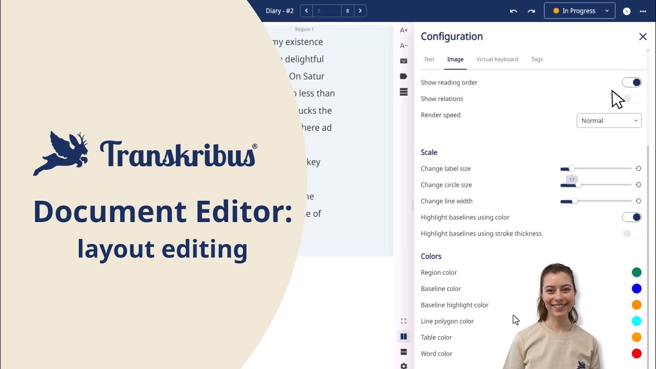 Transkribus Document Editor: layout editing