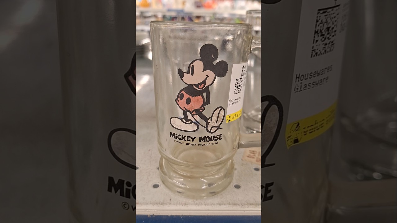 Vintage 80s Disney Mickey Mouse Glass Cup Mug Stein Retro collectible #goldhunter137