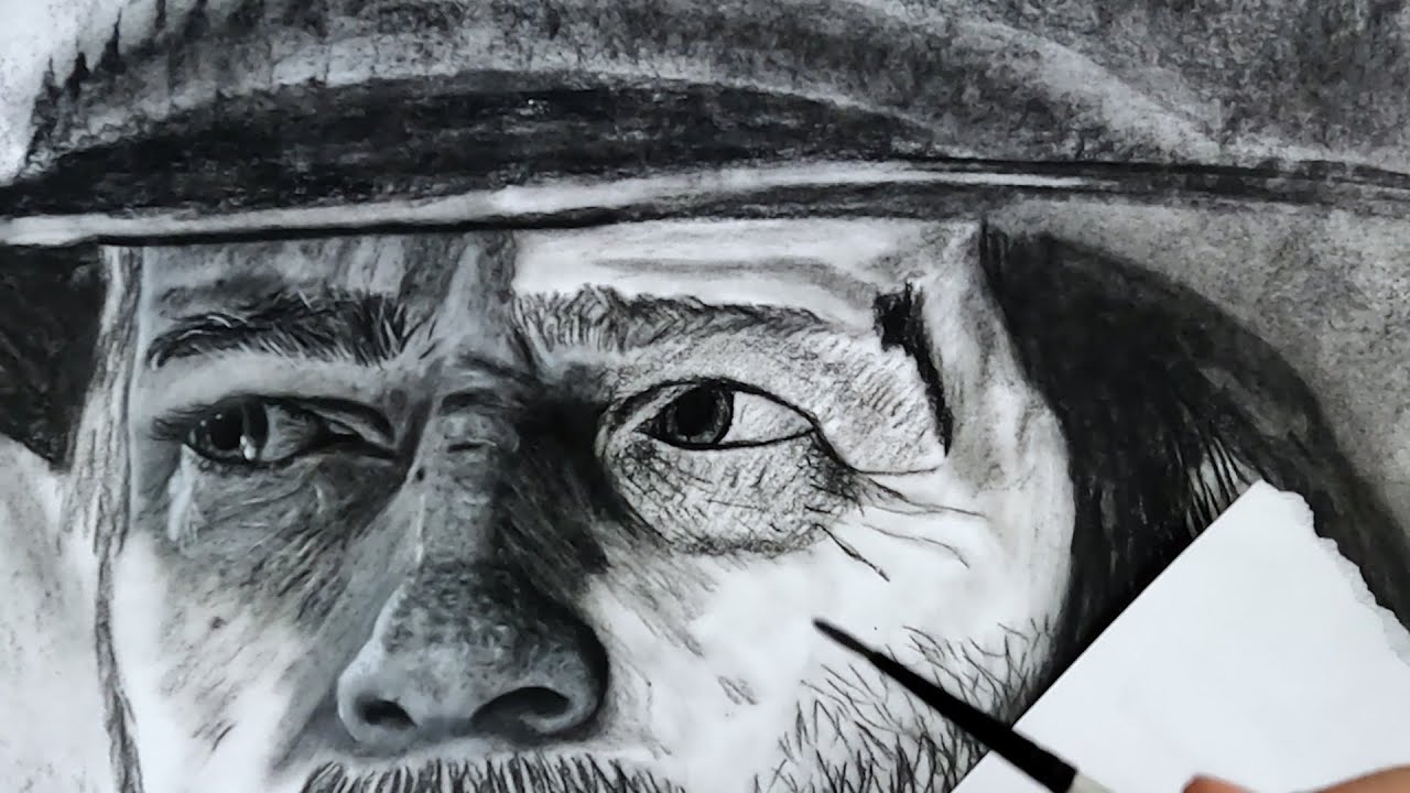 Charcoal Eye Drawing - Arthur Morgan - Realtime