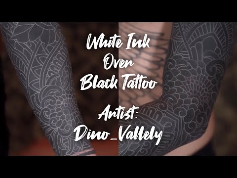 🔥 INCREDIBLE - White Ink Over Black Tattoo by Dino_Vallely #tattuba #tattoo #whiteinktattoo #black
