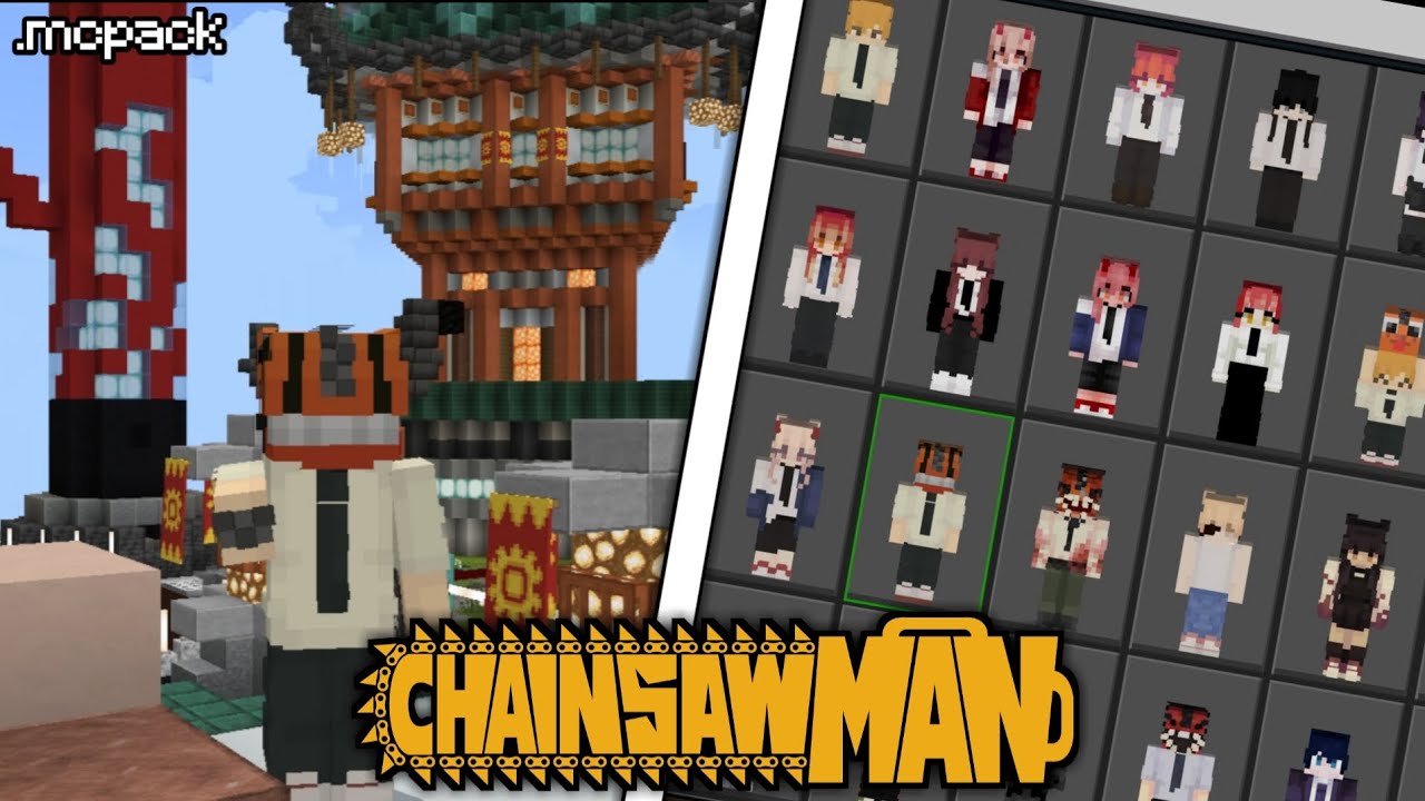 Skin Pack Chainsaw Man Minecraft PE 1.19+ (Mediafire).
