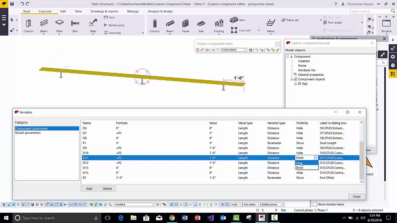 ARE11: Tekla Custom Component Part