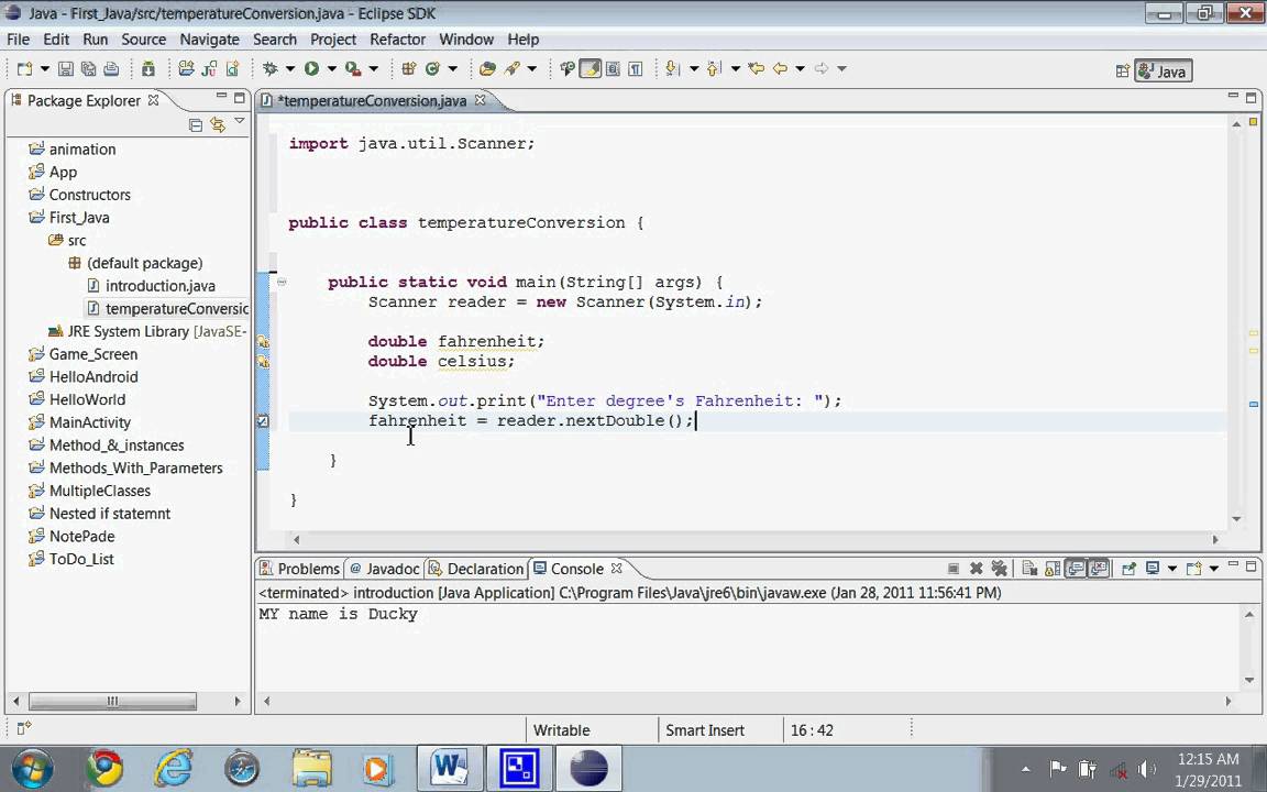 3RD Java Tutorial: Temperature Conversion