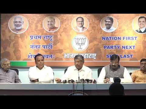Shri Chandrakant Dada Patil addressing media at State BJP office