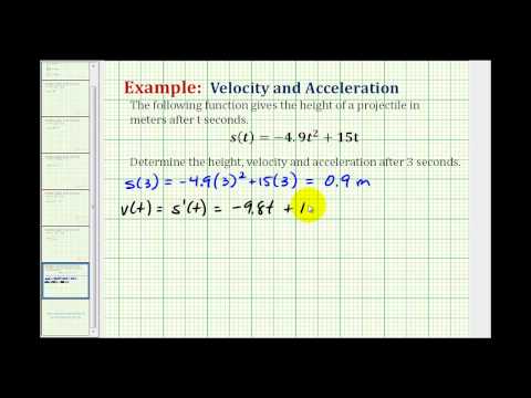 Ex: Determine the Velocity Function and Acceleration Function from the ...