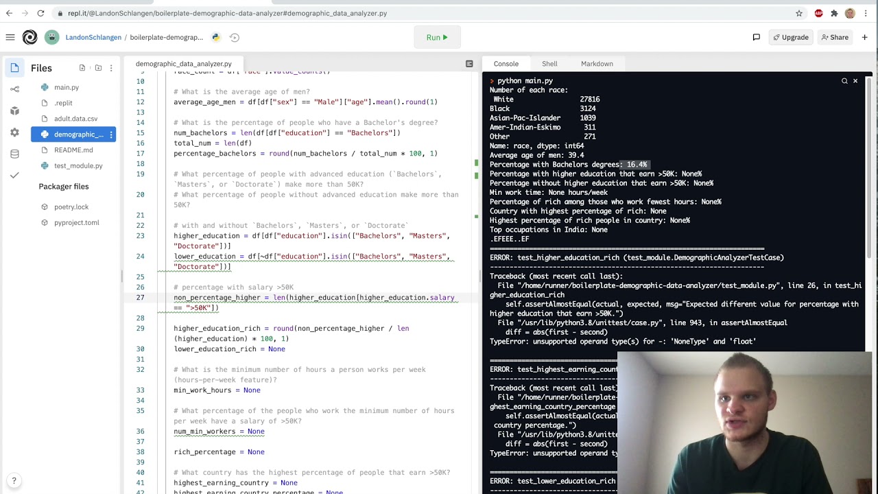 Demographic Data Analyzer | FreeCodeCamp
