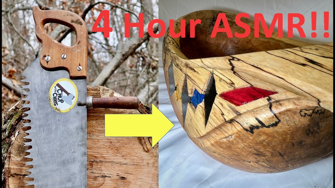 SPALTED MAPLE & STAINED GLASS BOWL ASMR