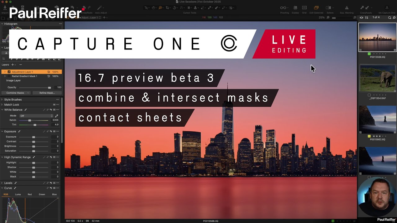 Capture One 16.7 Beta 3 - Intersect & Combine Masks, Contact Sheets - Live Edits : 21st October 2025