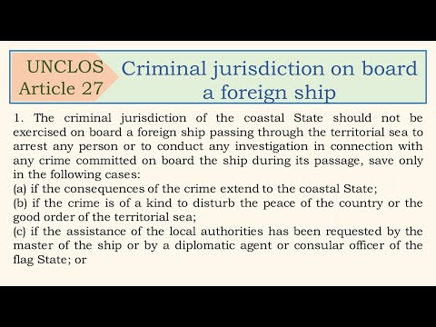 Law of the Sea Convention, Article 27, Criminal jurisdiction on board a foreign ship