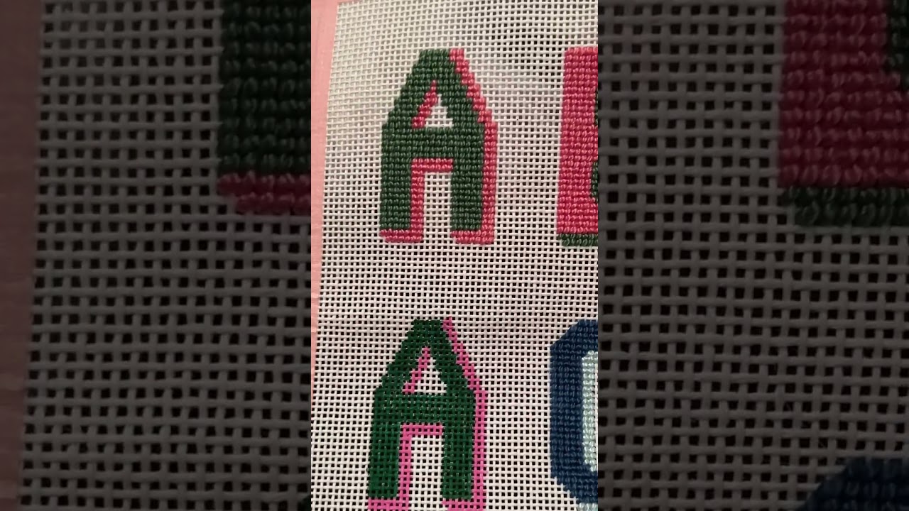 Chart pattern for needlepoint letters available at end to screenshot #needlepoint #freepattern