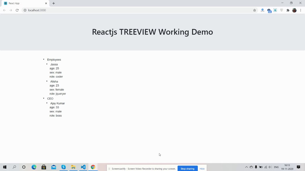 Reactjs Treeview Working Demo