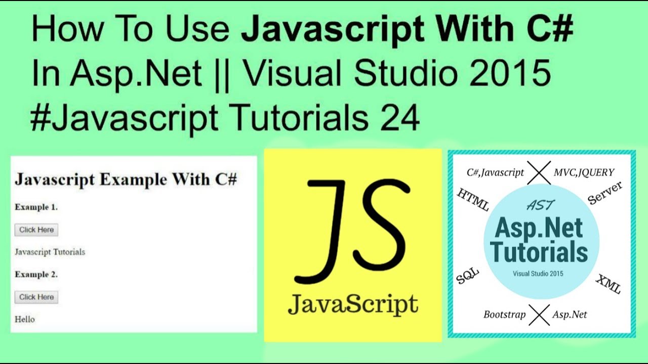 How to use javascript with c# example in asp.net || visual studio 2015 #javascript tutorials 24