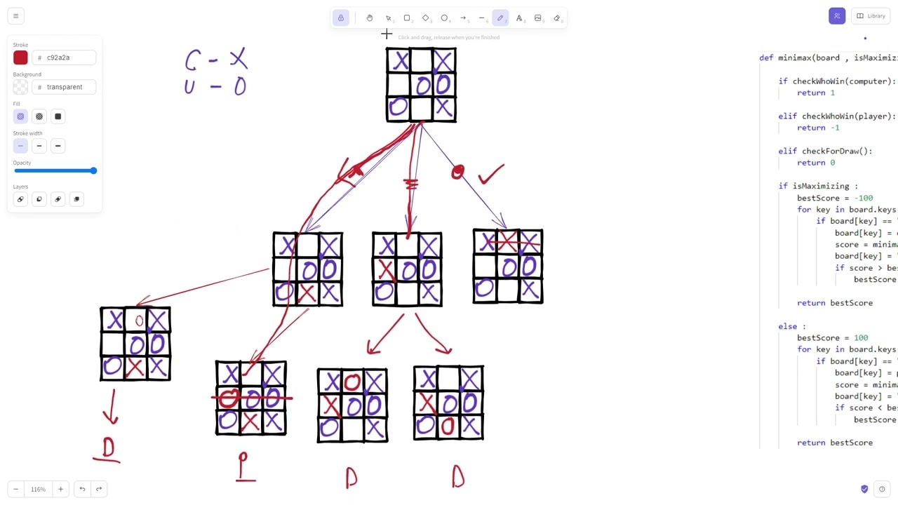 Mini Max Algorithm Explained For Tic Tac Toe Game in Python | Tic Tac Toe - 7
