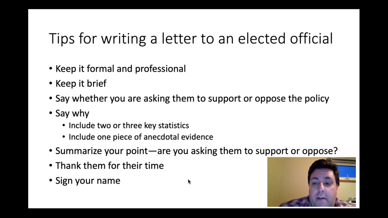 Letter to an elected official overview