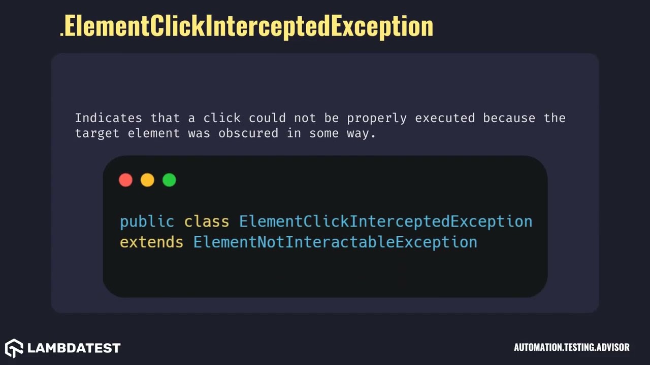org openqa selenium ElementClickInterceptedException with examples