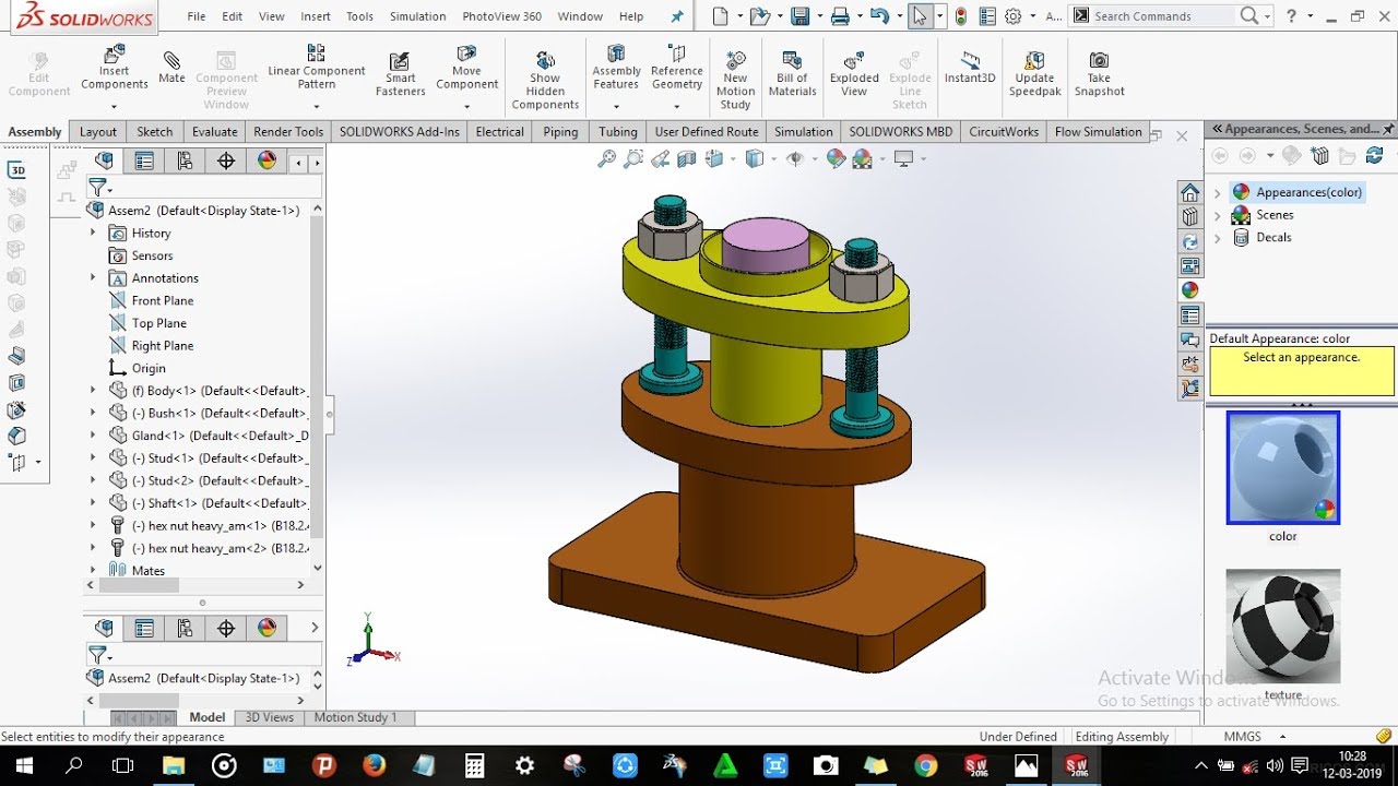 How to design stuffing box in solidworks