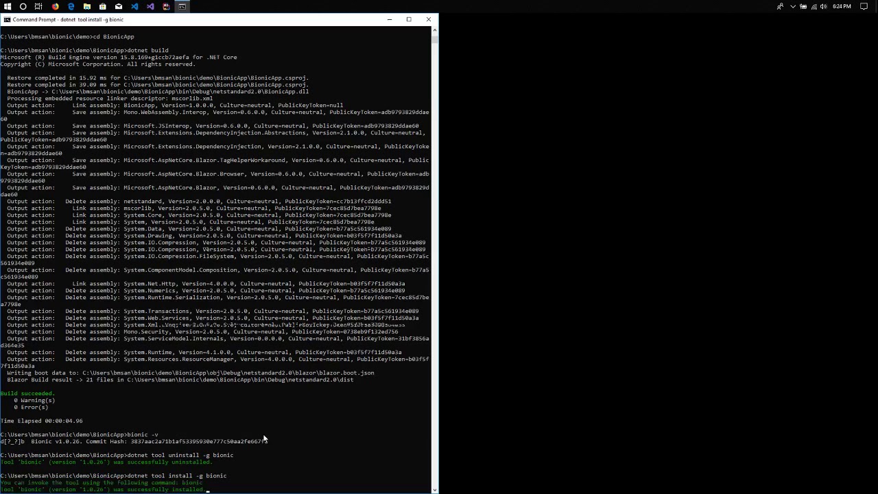 Bionic Framework Update and demo on Windows 10
