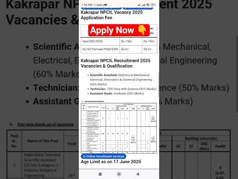 Kakrapar NPCIL Recruitment 2025: Official Notification Out for 197 Posts #job #ssc