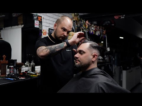 πASMR Barber | Classic Side Part βοΈ Skin Fade + Beard Trim #barber #asmr