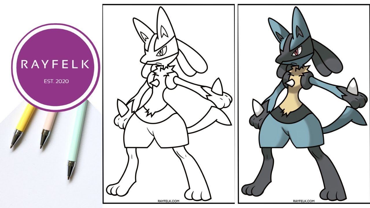 Lucario Coloring Pages | Rayfelk Printable Coloring Pages | Pokemon Coloring Page