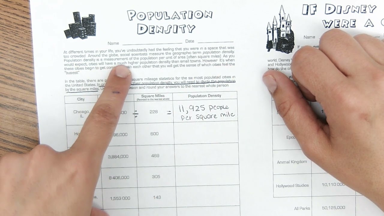 Disney Population Density Instructions| High School Geometry| Real Life Math Assignment