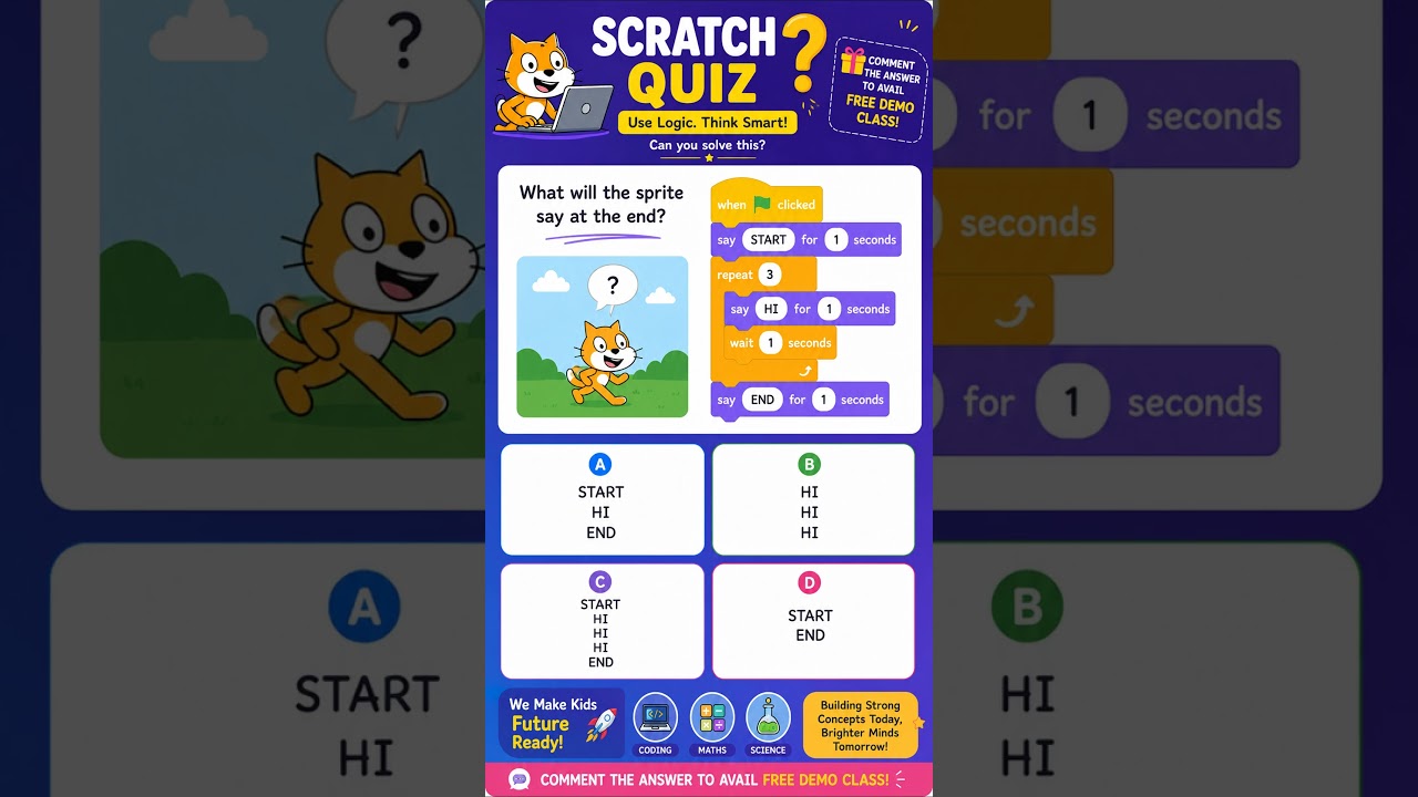 Scratch Quiz - 1 #coding  #education #puzzel #coding for kids #Mindset   #motivation #learning