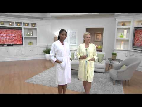 Carole Hochman Knitted Seersucker Kimono Wrap Robe with Jennifer Coffey