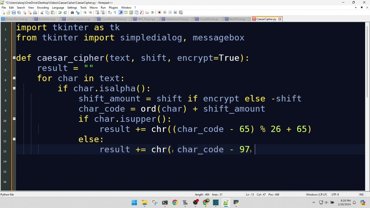 Cipher Secrets: Unlocking Caesar's Code with Python