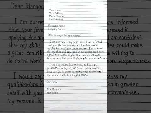 JOB Application || How to write JOB Application #shorts