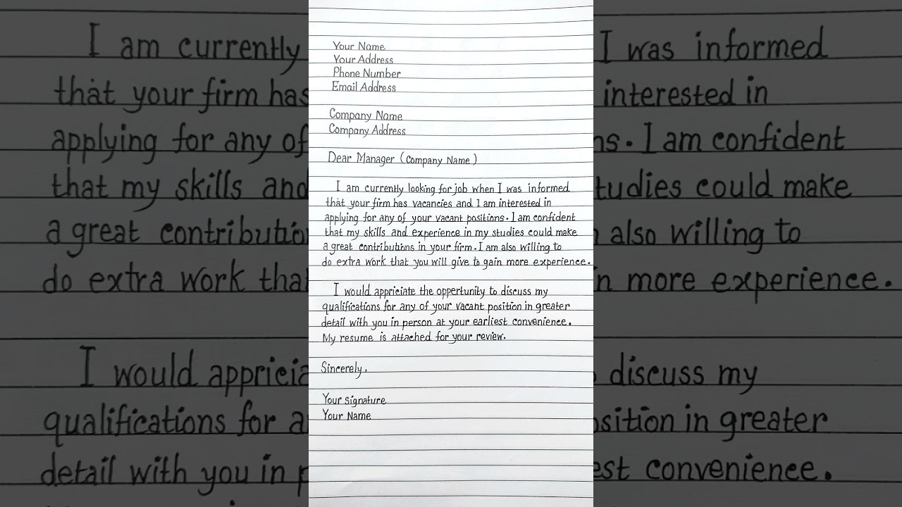 JOB Application || How to write JOB Application  #shorts