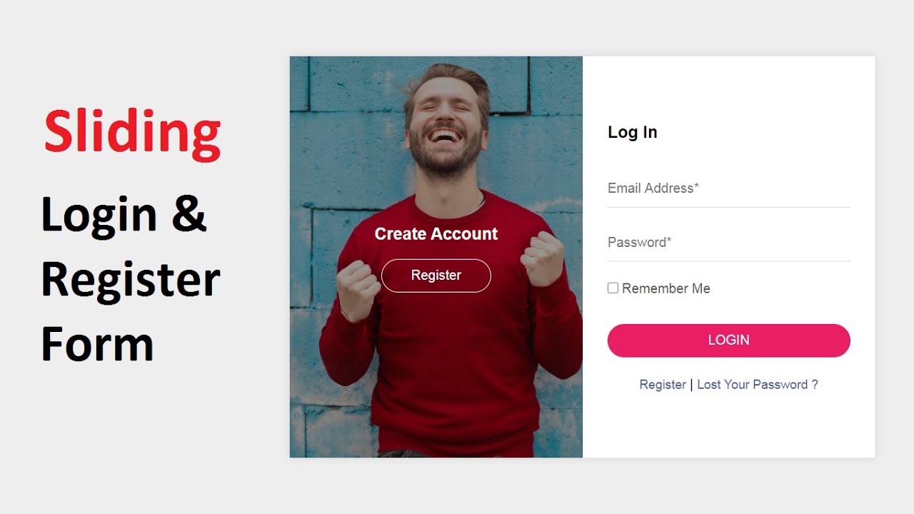 Sliding Login & Register form using Html Css Javascript | Responsive