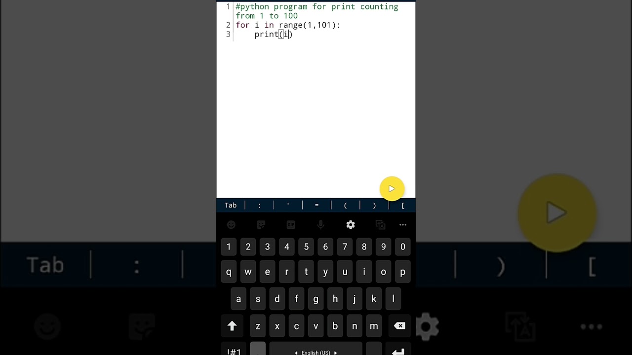 Program for print 1 to 100 counting in For loop in Python foundation exam#python#pythonforbeginners
