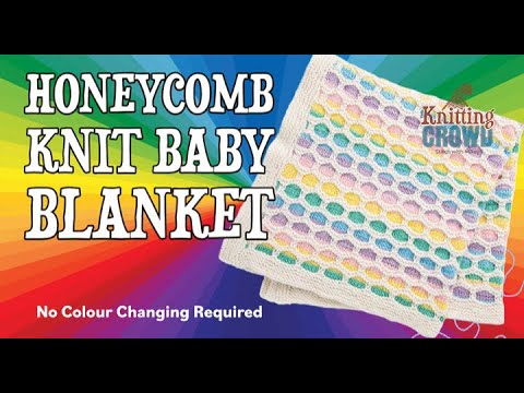 Knit Rainbow Honeycomb Stitch Baby Blanket