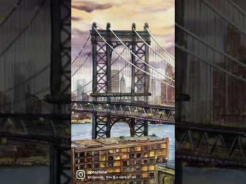 “Brooklyn bridge” painted in watercolors by Aprajita Lal
