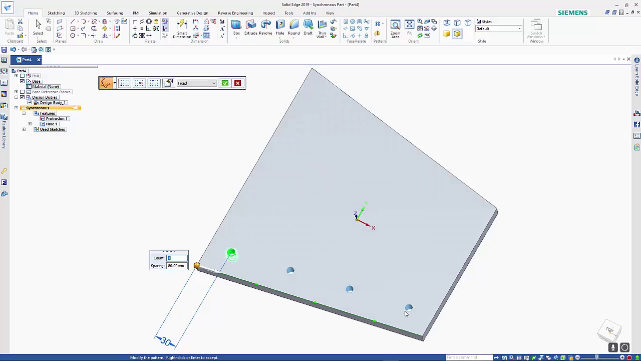 Create a Pattern using a part edge