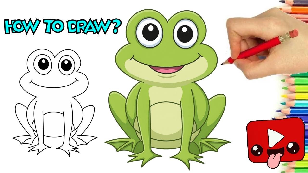 🐸 Cute Frog Drawing Step-by-Step | Free Printable Coloring Page